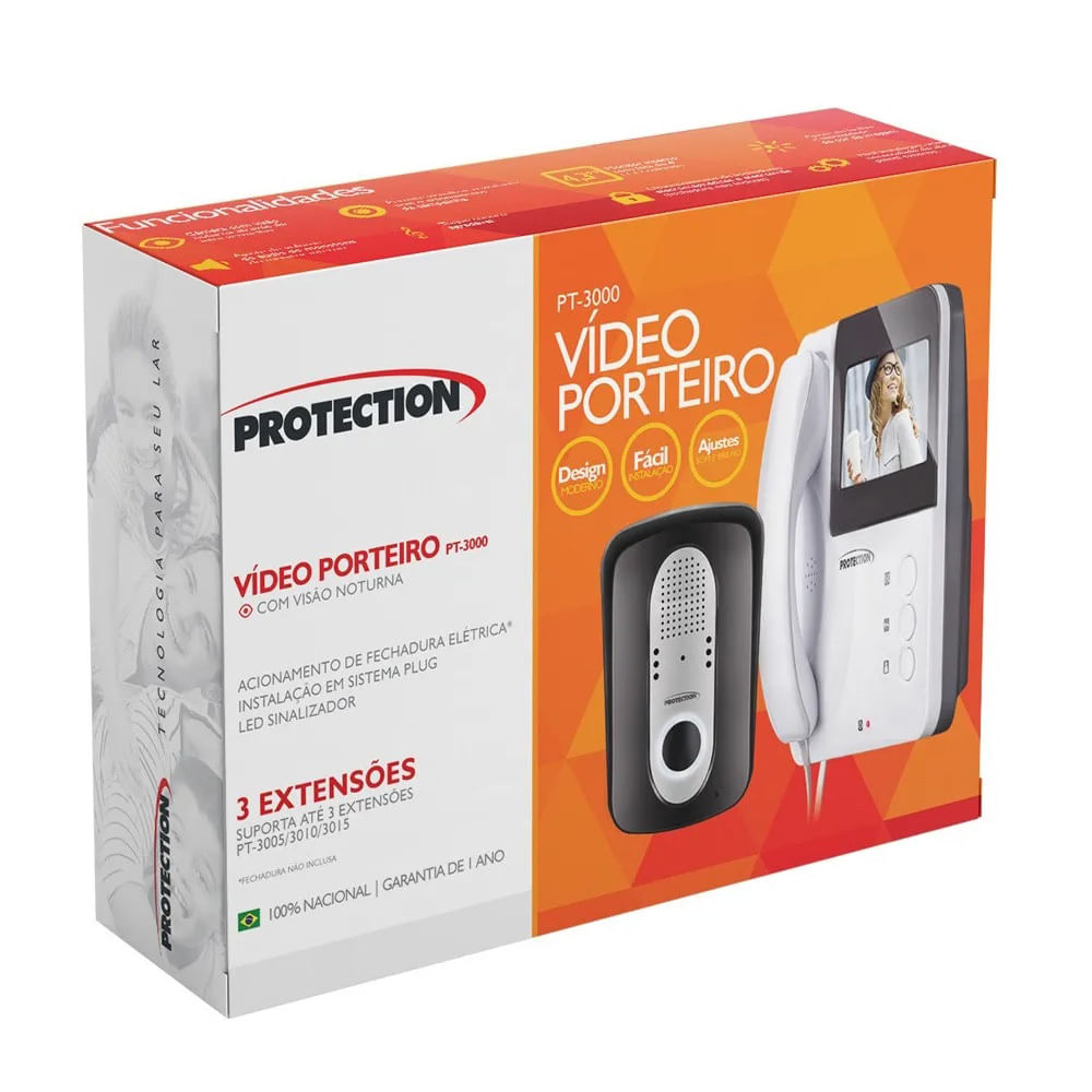 Telhanorte | Video Porteiro Monitor Colorido Pt3000Pa Branco Protection