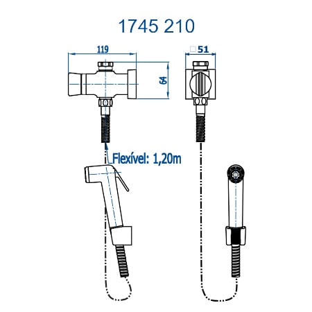 Telhanorte | Ducha higienica derivacao cx acoplada 1745 bl210