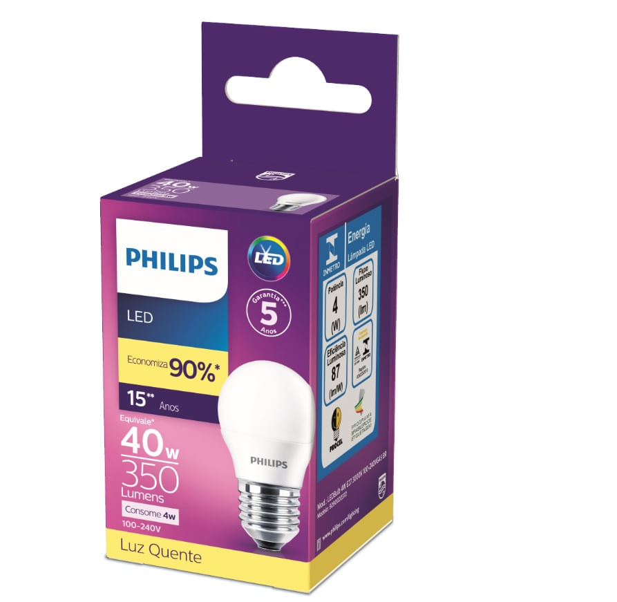 Telhanorte | Lampada Led Minibulbo G45 4W Luz Amarela Bivolt Base E27 ...