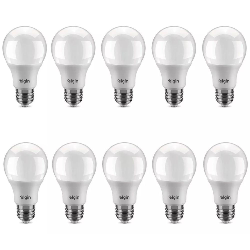 Kit com 10 Lâmpadas Led Bulbo A60 9W 6500K Elgin - Telhanorte
