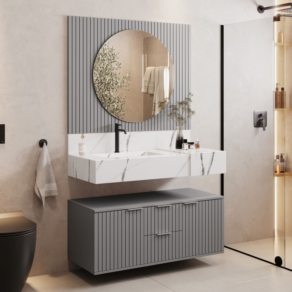 Telhanorte | Bancada Ripy 100Cm Com Cuba Esculpida Calacata Blu ...