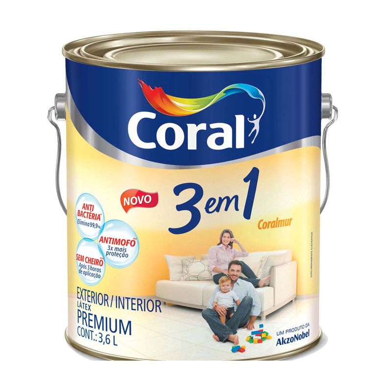 Tinta acrílica fosca Premium 3 em 1 pérola 3,6L Coral