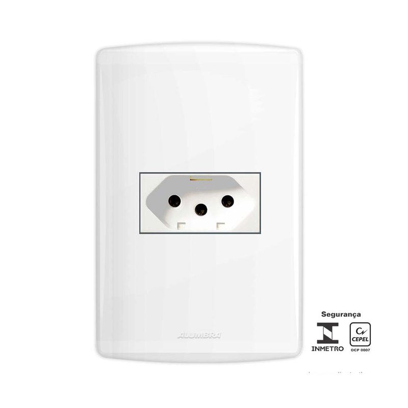 Telhanorte | Conjunto 1 Tomada 2P T 20A 250V~ com Placa 4x2 Linha Bianco Pro- Branco - Alumbra