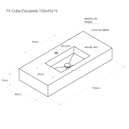 Cuba Esculpida Retangular Fit Portobello Comp: 100 cm. X Larg: 45 cm ...
